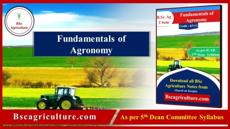 Fundamentals of Agronomy - Bsc Agriculture Notes